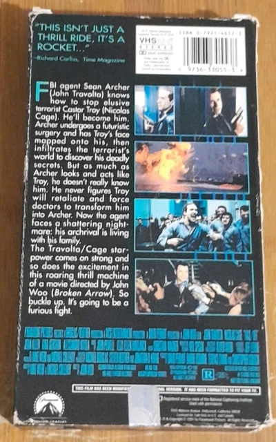 FACE/OFF (VHS, 1997) - John Travolta, Nicolas Cage, Joan Allen, Gina ...