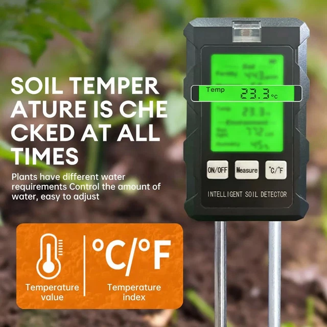 6-IN-1 SOIL MOISTURE Meter pH Tester for Farming, Gardening Lawns ...