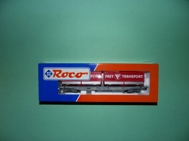 ROCO WAGON KANGOUROU + caisses mobiles FREY TRANSPORT EUR 35,00 ...