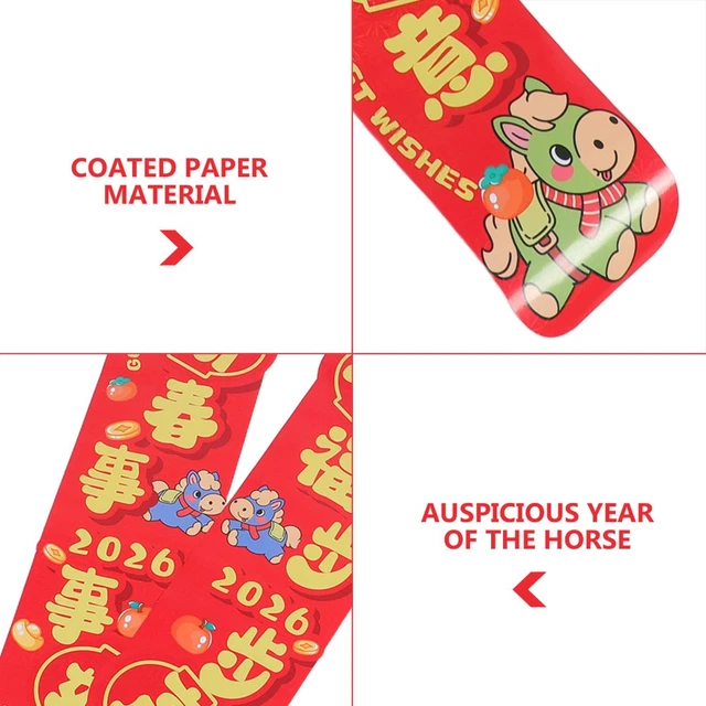 6PCS CHINESE COUPLETS: 2026 Year of the Horse Couplets Chunlian - Lunar ...
