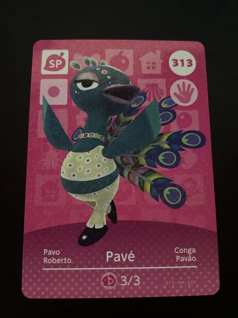 CARTE ANIMAL CROSSING New Horizons Amiibo 🎅🏻 Pavé / Roberto 313 Holo ...