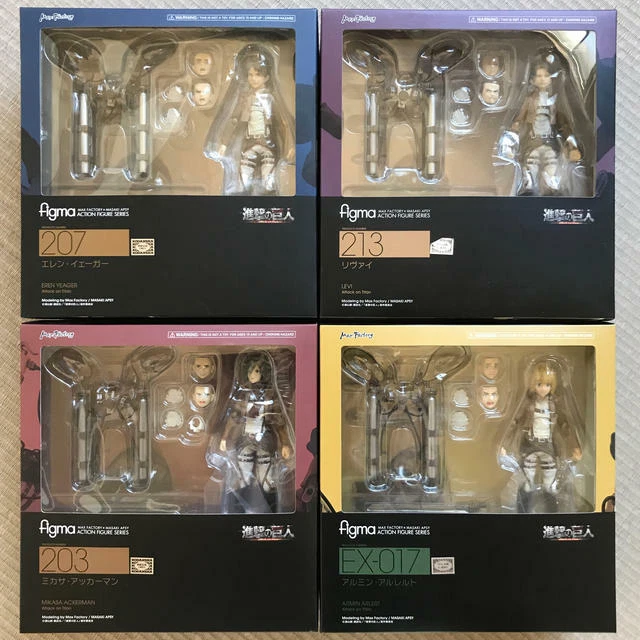 ATTACK ON TITAN figma Eren Levi Mikasa Armin Set 4 unused Japanese fun animation EUR 378,38 ...