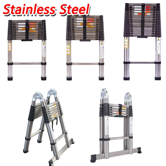 TELESCOPIC LOFT LADDER extendable collapsible step ladders securing ...