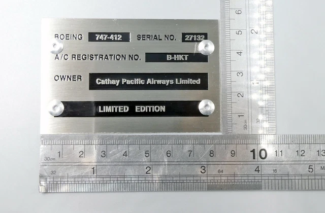 AIRCRAFT IDENTIFICATION PLATE Reg: B-HKT (replica) £15.72 - PicClick UK