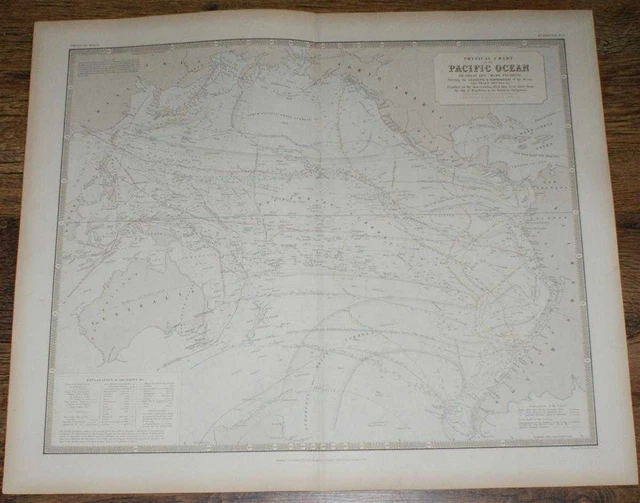 MAP: 1848 PHYSICAL Chart of the Pacific Ocean or the Great Sea (Mare ...