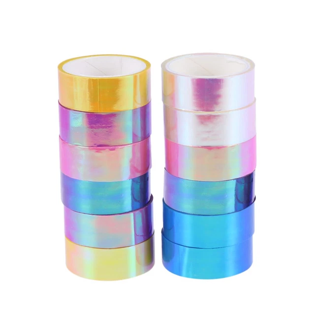 12 ROLLS DECORATIVE Waterproof Adhesive Graphic Tape Colorful Paper ...