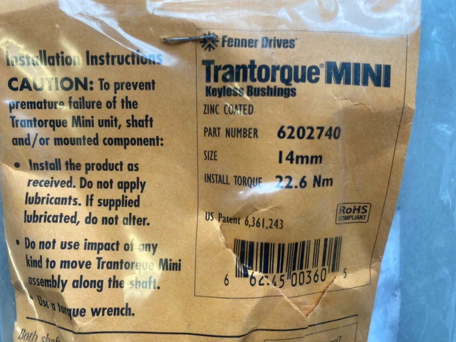 TRANTORQUE MINI SERIES 14mm Keyless Buchse 6202740 EUR 39,95 - PicClick DE