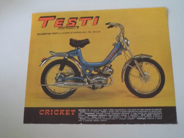 ADVERTISING PUBBLICITÀ 1970 VELOMOTOR TESTI CRICKET 50 EUR 4,50 ...