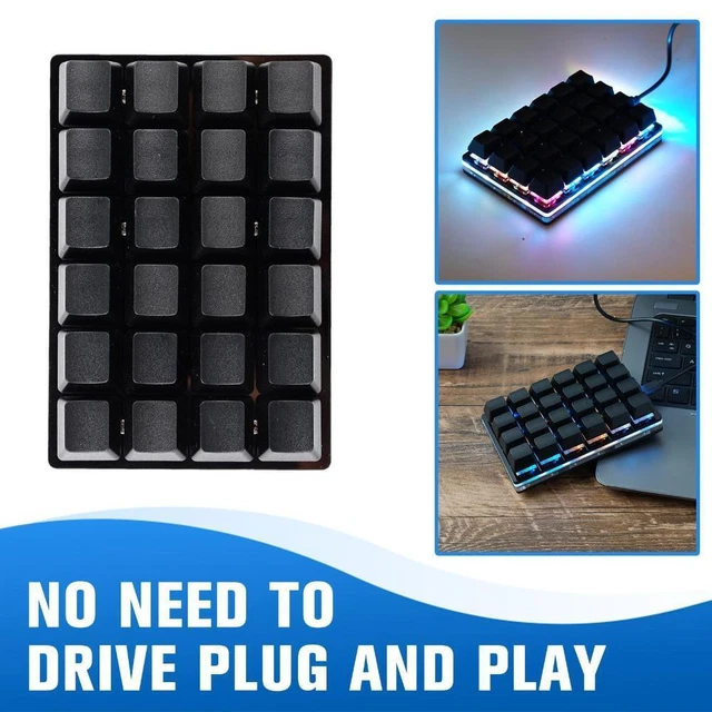 BLACK 24-KEY KEYPAD Mechanical Keyboards Custom Shortcut Programmables ...