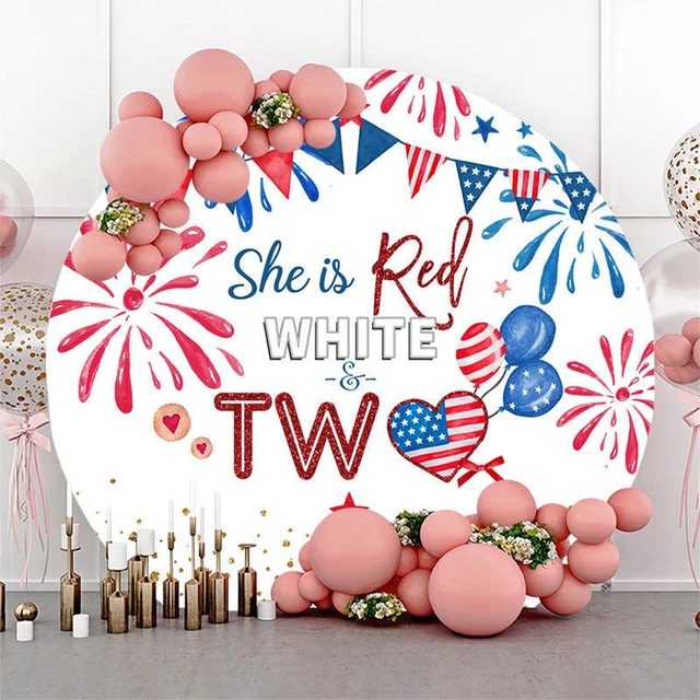 US FLAGS SHE Is Red White Circle 2nd Birthday Backdrop $35.97 - PicClick AU