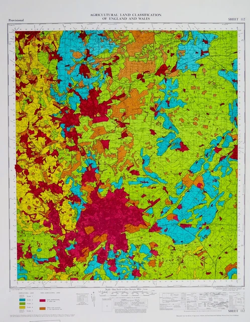 ORIGINAL GEO.MAP OF Nottingham,Newark,Ripley etc1958.Colourful ...