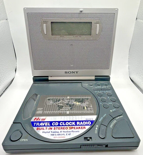 SONY ICF-CD2000 CLOCK Radio ca 1988 AM/FM CD Alarm Tested & Works w ...
