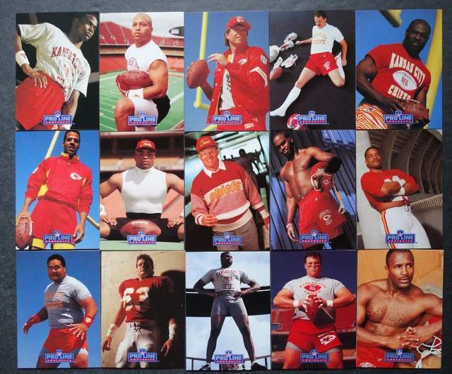 1991 PRO LINE Portraits Kansas City Chiefs Team lot de 15 cartes ...