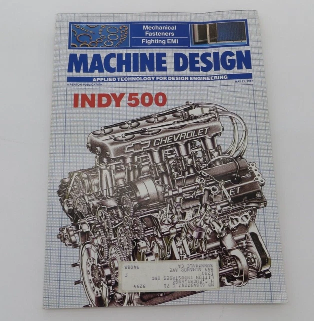 MACHINE DESIGN MAY 1987 Vintage Engineering Magazine Issue 12 Indy 500 ...