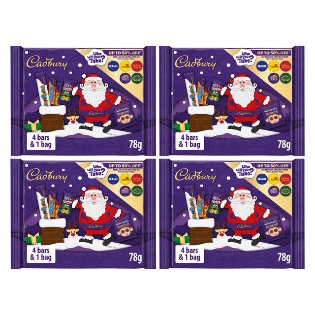 CADBURY CHOCOLATE SMALL Selection Box 4 X 78g (4 Bars, 1 Bag Per Pack ...