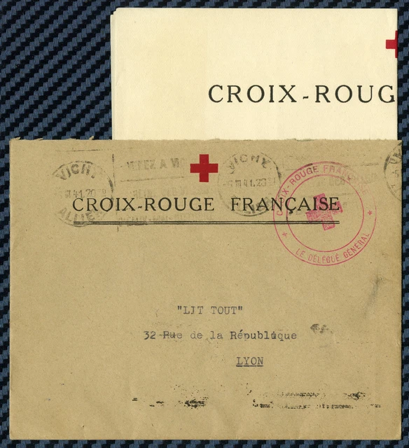 -= WW2 - Lettre de Croix-Rouge française (CRF) - VICHY pour LYON - 1941 ...