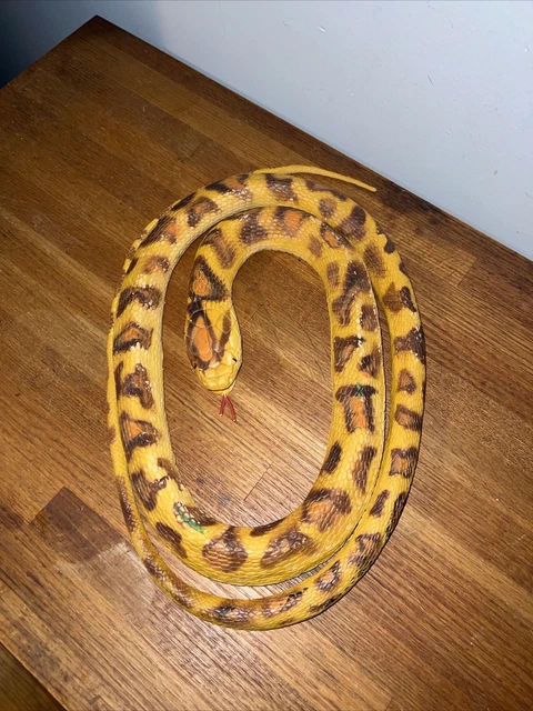 LARGE RUBBER TOY Snake Rattlesnake Figure Orange Animal Pranks Props 4 ...