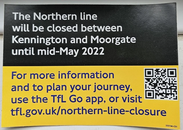 GENUINE LONDON UNDERGROUND Sign Northern Line Tube Closure Sticker May ...