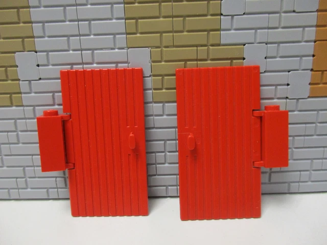 B9/11) LEGO 2X Puerta/Puerta Rojo 3644 Con Bisagra Rojo 3581 Tren Post ...