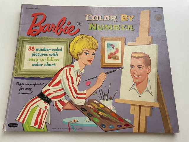 1962 BARBIE COLOR BY NUMBER COLORING BOOK * 69 Pgs Not Colored 7 ...