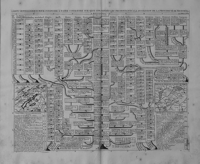 ANTICA MAPPA, CHATELAIN, mappa genealogica... del principato di ...