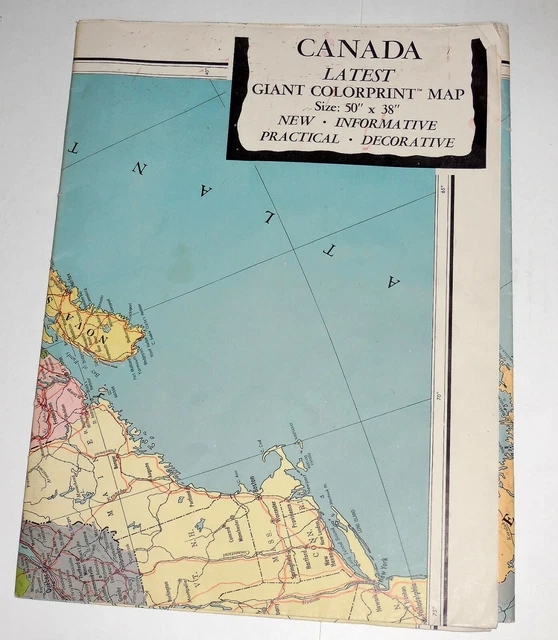 CANADA 1950S GIANT Colorprint Map 50" by 38"~American Map Company Map ...