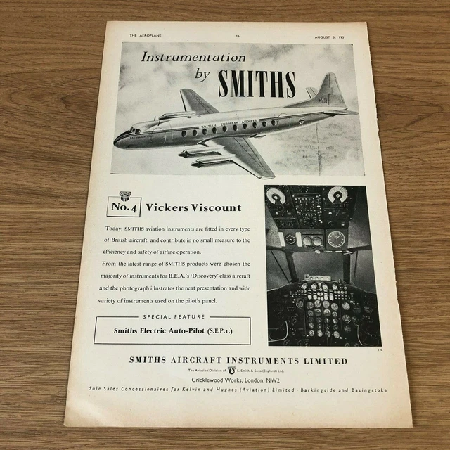 STA1 ADVERT 11X8 Smiths Aircraft Instruments Limited. Cricklewood Works ...