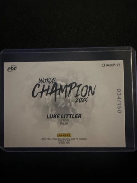 LUKE LITTLER PANINI 2026 world championship/150 £16.15 - PicClick UK