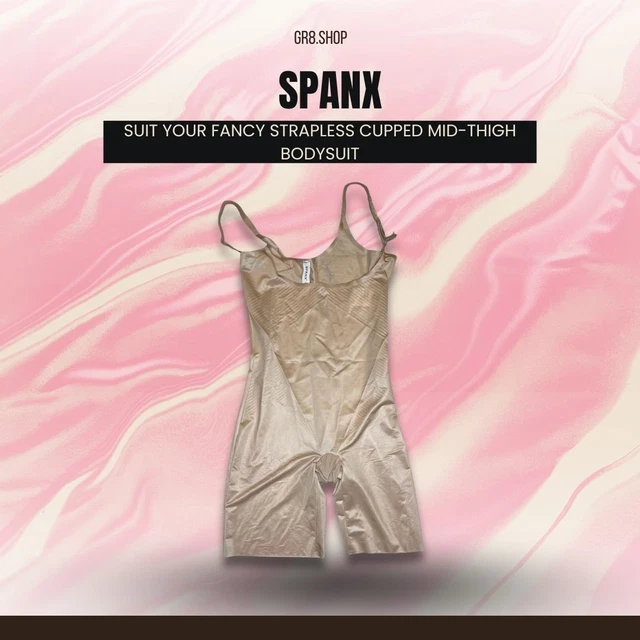 SPANX SUIT YOUR Fancy Strapless Cupped Mid-Thigh Bodysuit Shapewear ...