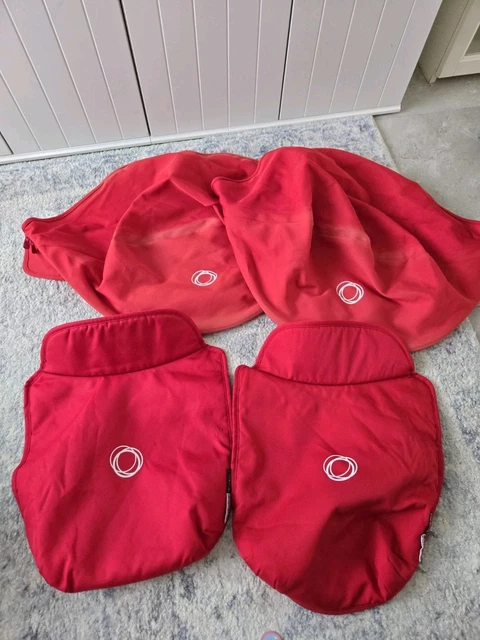 2 X BUGABOO donkey red extandable hoods and aprons sun canopy set £31. ...