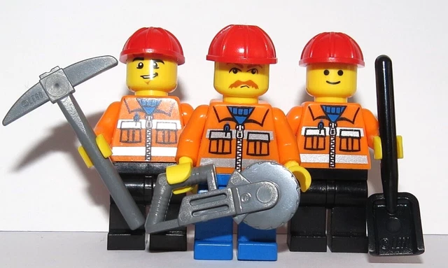 LEGO 3 BUILDER Construction Men Worker Minifigure & Accessories City ...