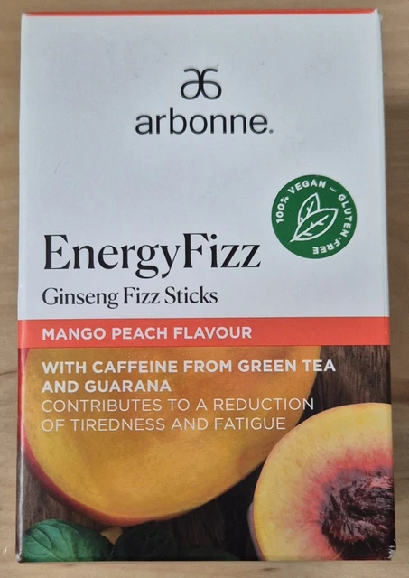 ARBONNE FIZZ STICKS Energy Mango Peach x 30 ~ Guarana Vegan Gluten Free ...