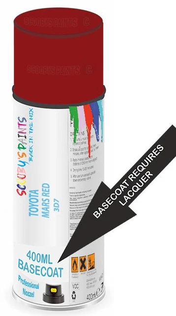 BASECOAT AEROSOL FOR Toyota Hilux Van Mars Red 3D7 Spray Scratch ...