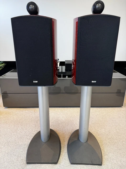 B&W SIGNATURE 805 Bookshelf Speaker Red Bird's Eye & Stands - RRP £5000 ...