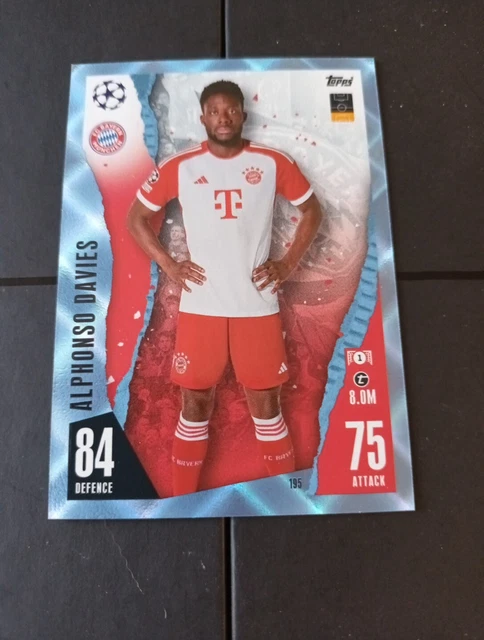 TOPPS MATCH ATTAX 2023/24 Alphonso Davies Crystal Parallel Card #195 ...