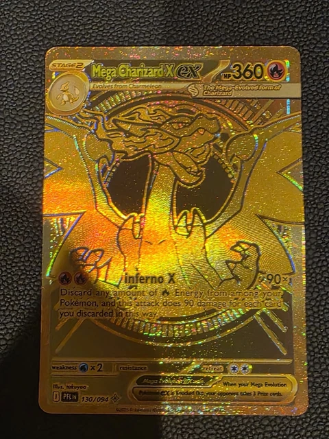 MEGA CHARIZARD X ex 130/094 Phantasmal Flames Mega Hyper Rare Gold Holo ...