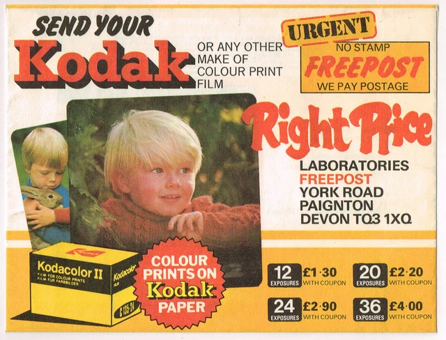 KODAK FILM PROCESSING Envelope Advert Insert Flyer Late 1970s Magazine ...