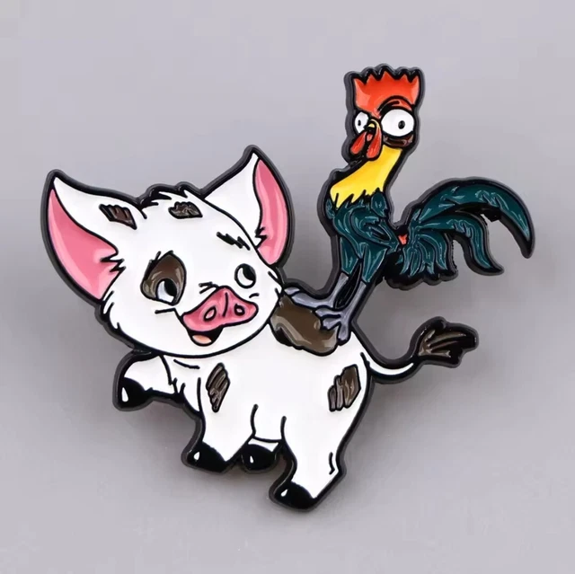 DISNEY MOANA HEI Hei The Rooster & Pua The Pig Pin Badge - Brooch UK ...