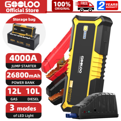 GOOLOO 4000A CAR Jump Starter Power Bank Jump Box Portable Lithium 12V ...
