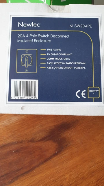 NEWLEC 20A 4POLE Switch Disconnect Insulated Enclosure £7.50 - PicClick UK NEWLEC 20A 4POLE Switch Disconnect Insulated Enclosure £7.50 - PicClick UK