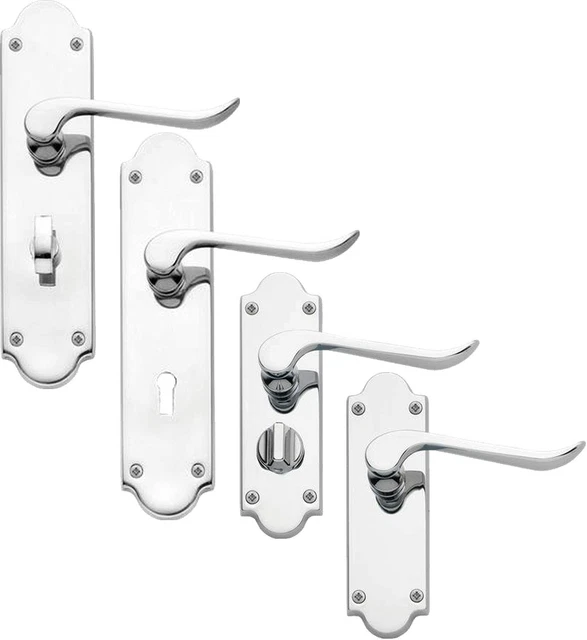 HOWDENS BERTELLI CHRISSI Shaped Lever Door Handle Sets Polished Chrome ...