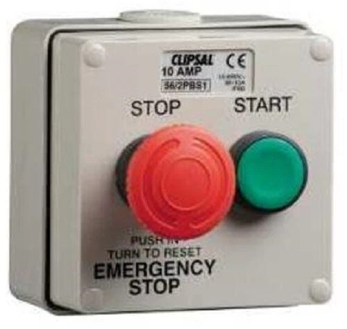 CLIPSAL EMERGENCY STOP-START PUSH BUTTON CONTROL STATION 250V 10A IP66 ...