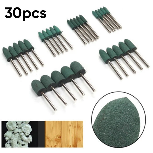 30 PIECE RUBBER Abrasive Polishing Burr Wheel Set Metal Shaping and ...