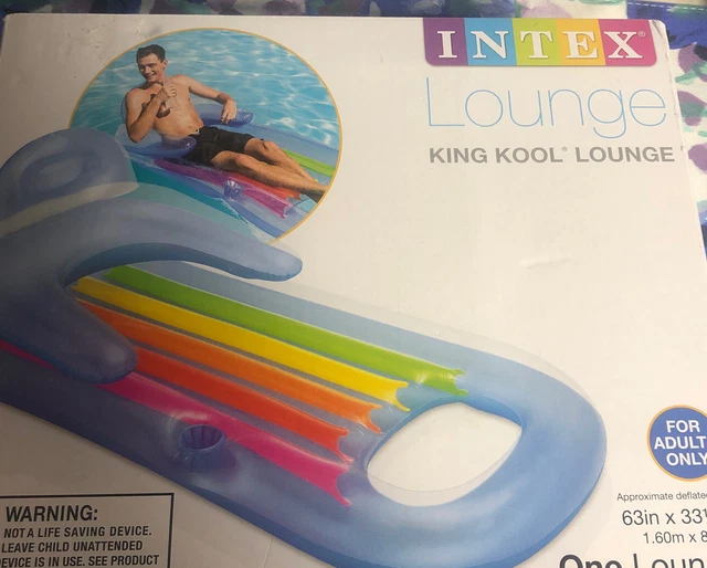 INTEX KING KOOL Lounge Floating Swimming Pool Lounger with Headrest ...