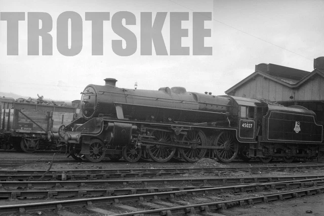 LARGER NEGATIVE BR British Railways Steam Loco 45027 Class 5MT 1954 ...