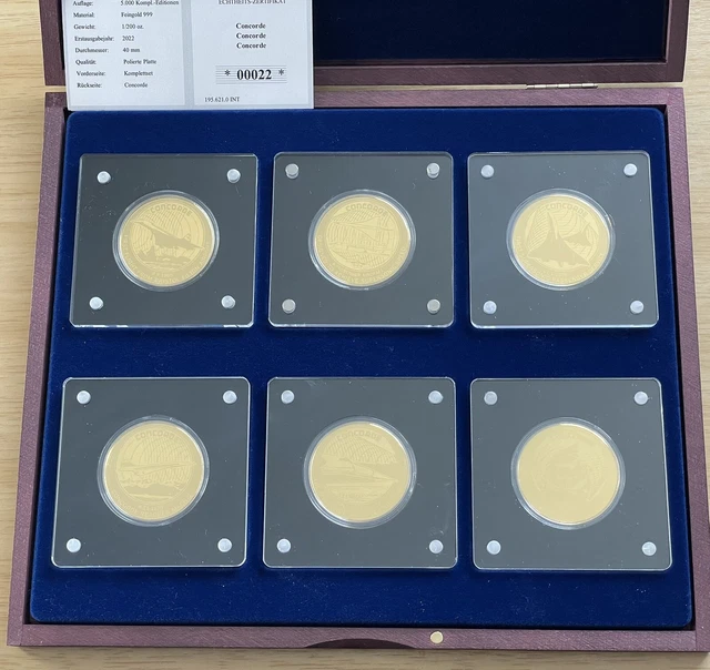 COMPLETE SET .999(24CARAT) EXCLUSIVE‘CONCORDE’ 1/200oz FINE GOLD COINS ...
