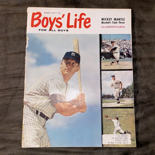 BOYS' LIFE MAGAZINE, Mickey Mantle Baseball's Triple Threat, August ...