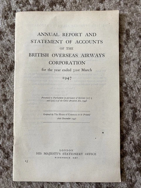 BOAC 1946-47 AIRLINE Annual Report B.o.a.c. Route Map Flying Boats Post ...