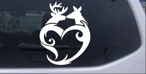 BUCK AND DOE Deer In Heart Kissing Car Truck Window Decal Sticker $5.98 ...