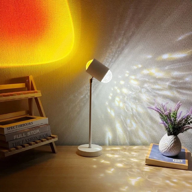 BUTTON CONTROL WATER Ripple Lamp 360° Rotation Dual-Head Design Night ...